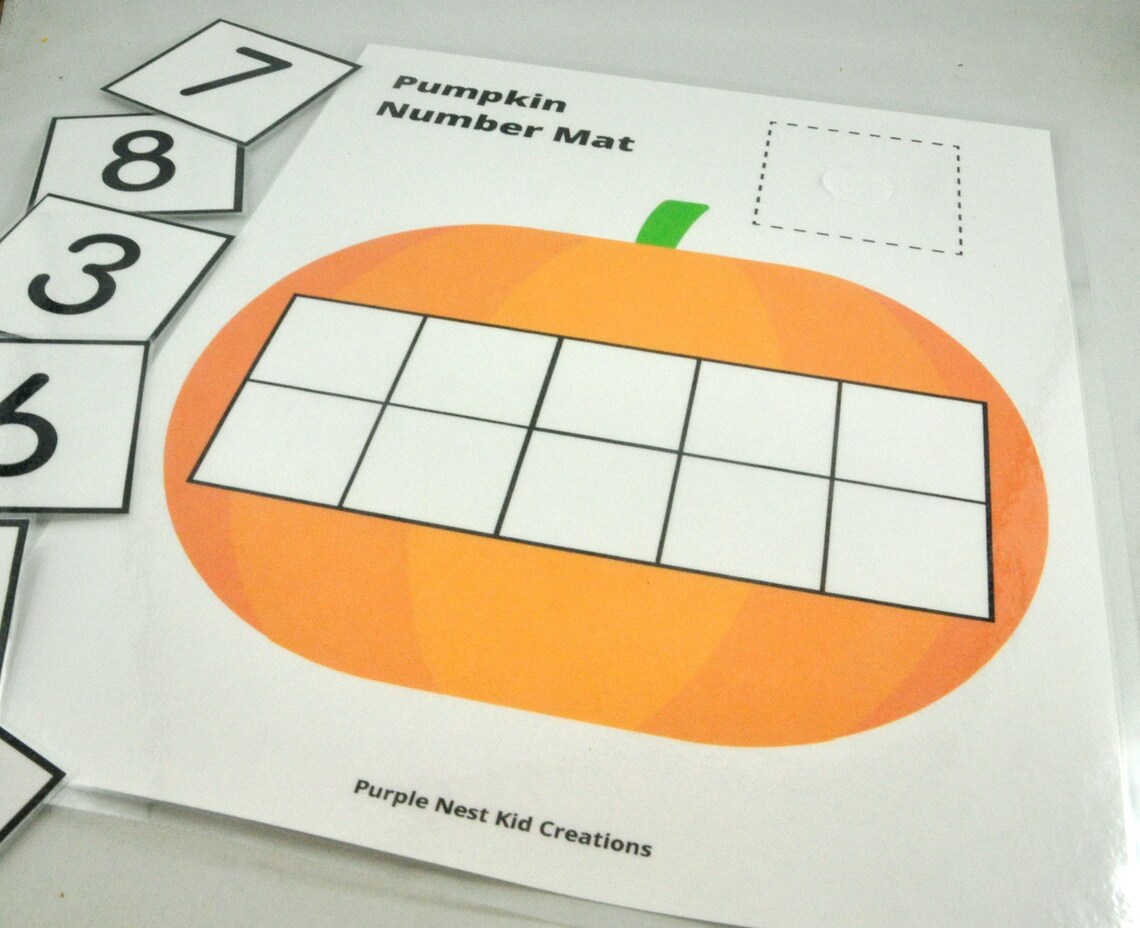 Pumpkin Printable Number Mat Playdough Mat Pumpkin Seeds - Etsy