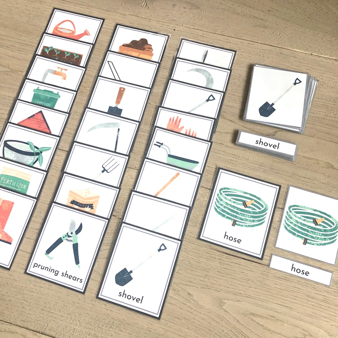 Gardening Flash Cards, Montessori, Nomenclature, Three Part Cards ...