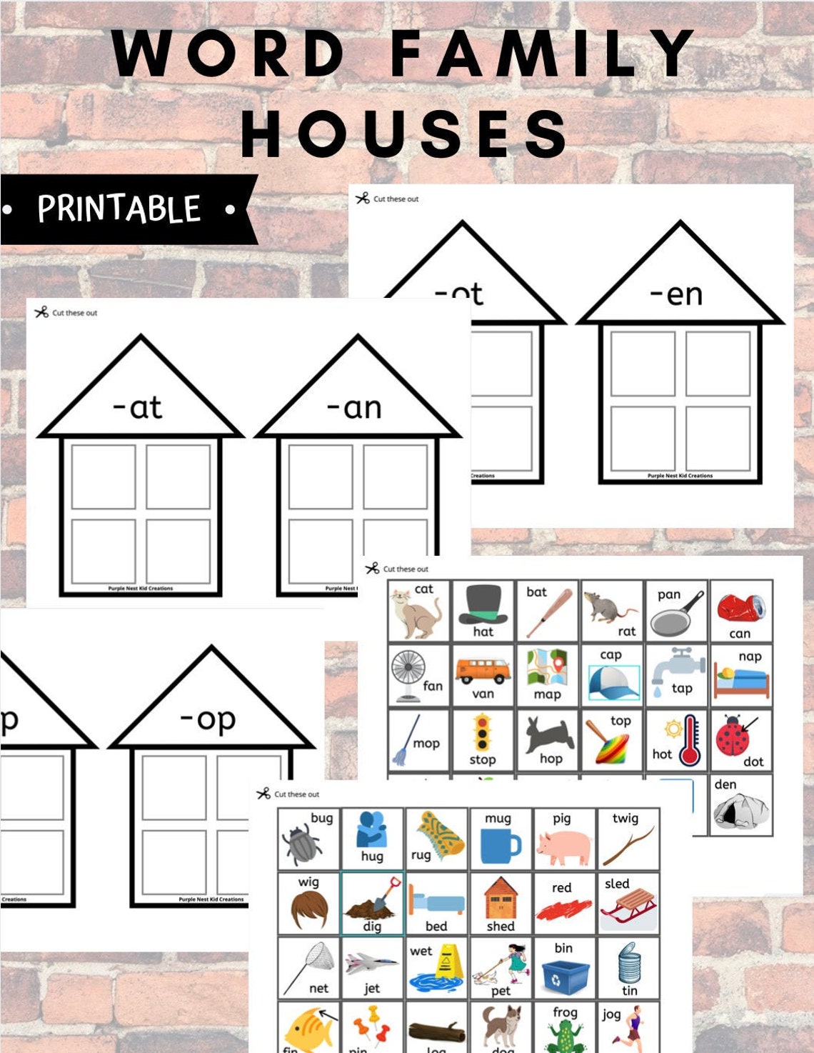 Word Family Houses Activity Phonics Language CVC Rhyming - Etsy UK