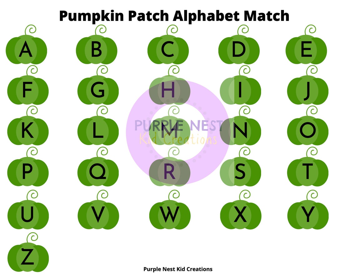 Pumpkin Patch Alphabet Match Worksheet Fall Alphabet Matching | Etsy