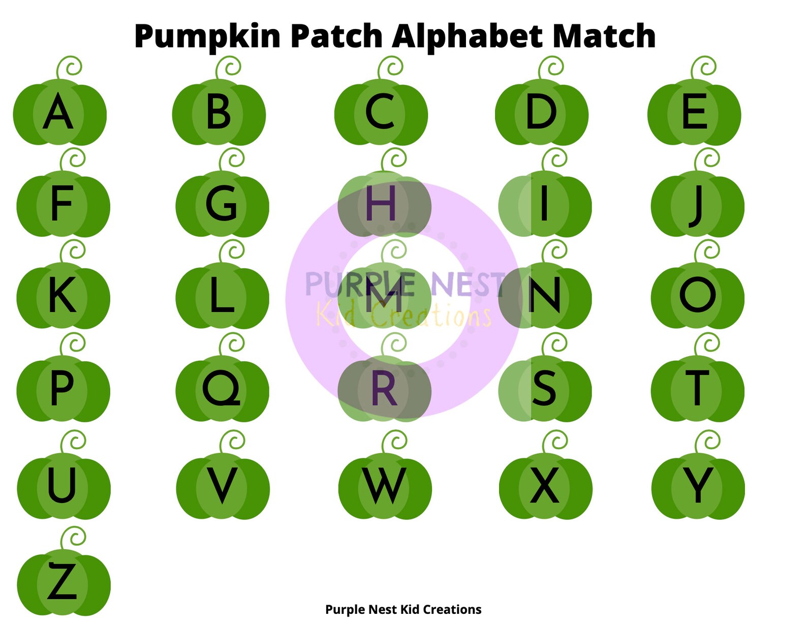 Pumpkin Patch Alphabet Match Worksheet Fall Alphabet Matching | Etsy