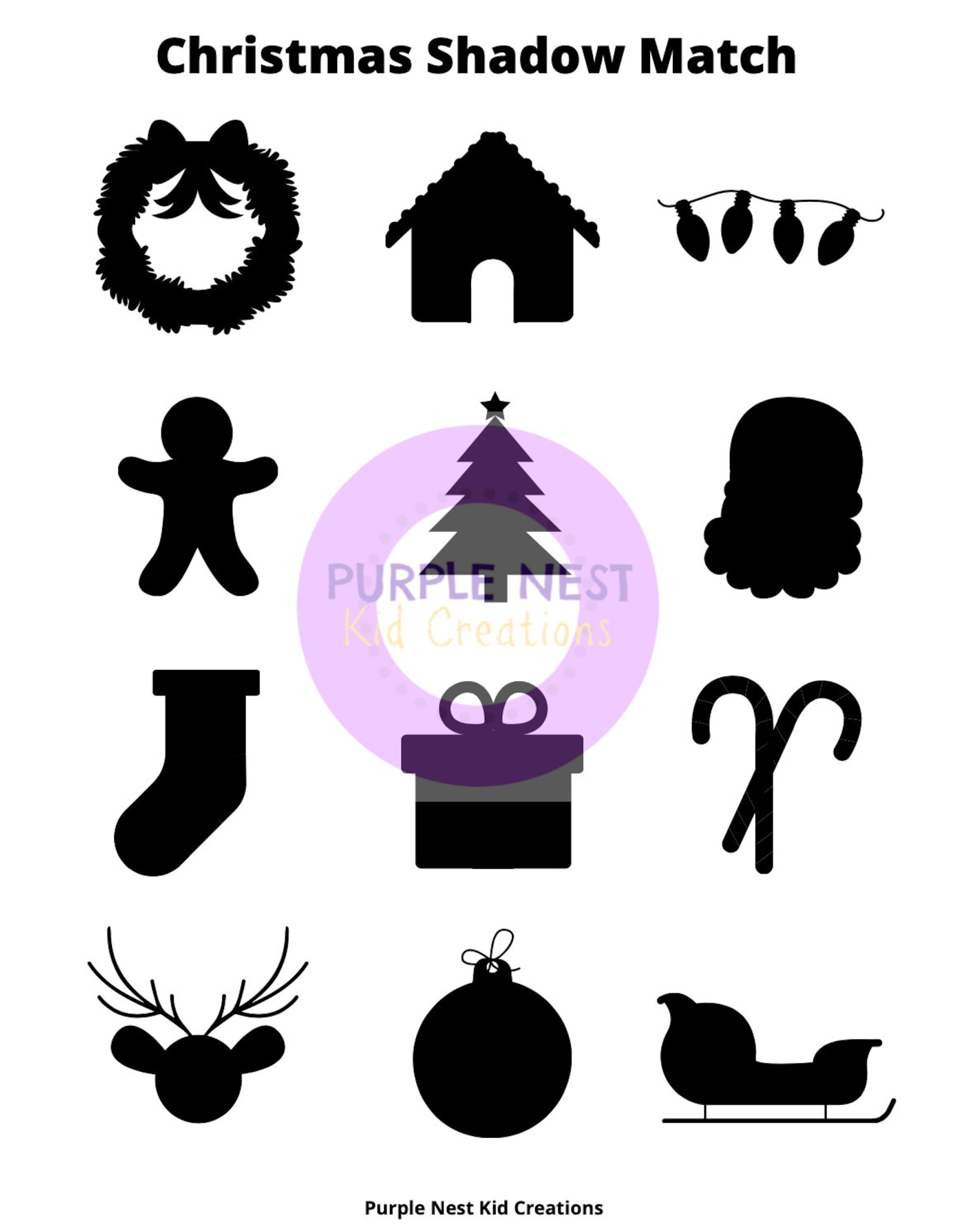 Christmas Shadow Match Printable Worksheet Christmas Matching | Etsy
