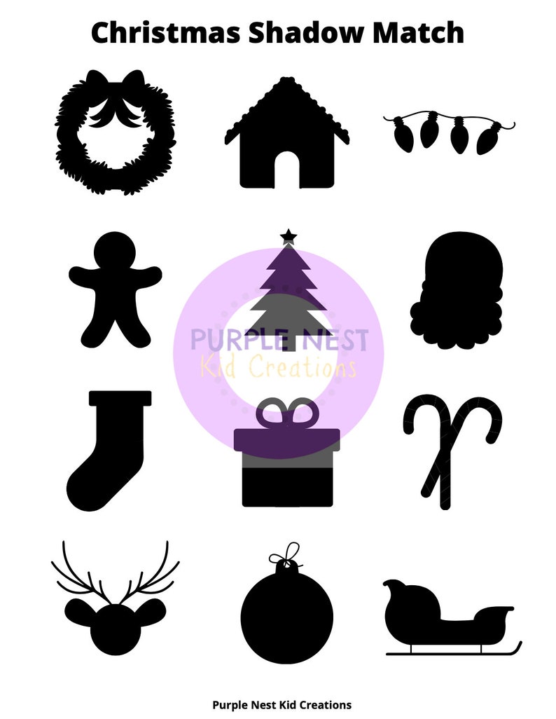 Christmas Shadow Match Printable Worksheet Christmas Matching - Etsy