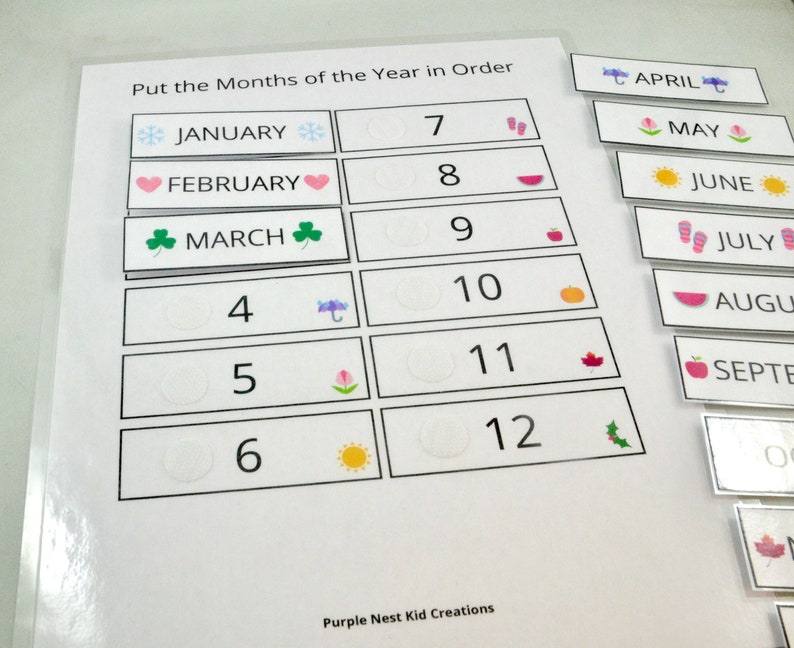 Months of the Year Printable Calendar Time Morning Binder - Etsy