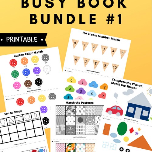 Busy Book Bundle 1 Busy Book Printable Matching Games - Etsy