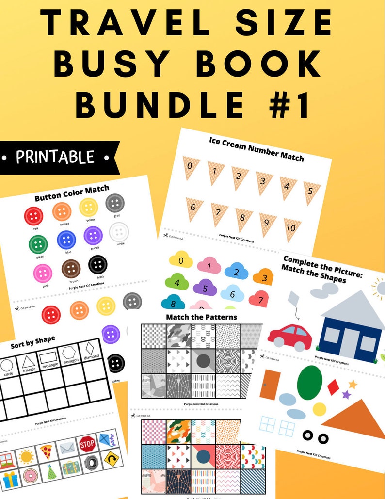Travel Busy Book Bundle 1 Busy Book Printable Matching - Etsy