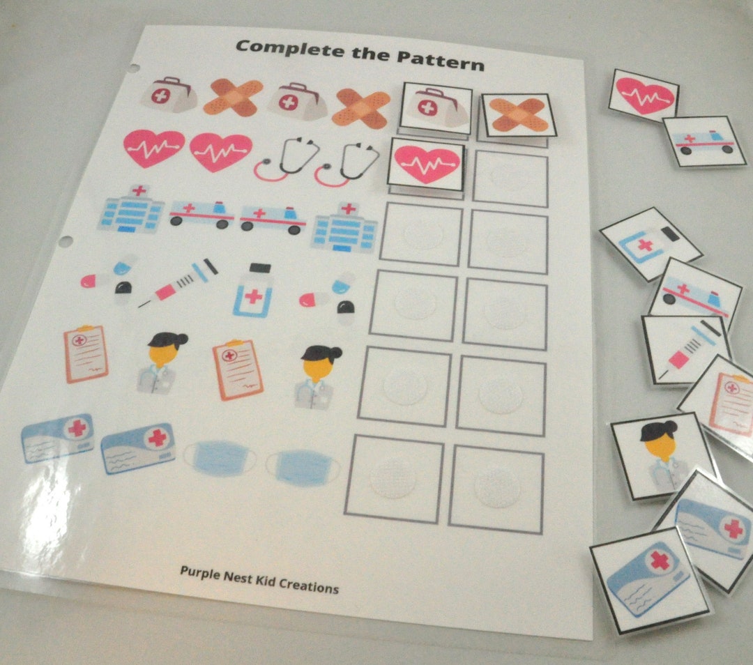 Medical Patterns Worksheet, Doctor Patterns Printable, Pattern Activity ...