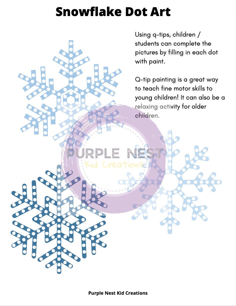 Snowflake Dot Art: Q-tip Painting Printable (PDF) - Etsy