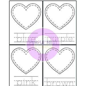 Heart Coloring and Tracing Cards Valentines Day Writing - Etsy