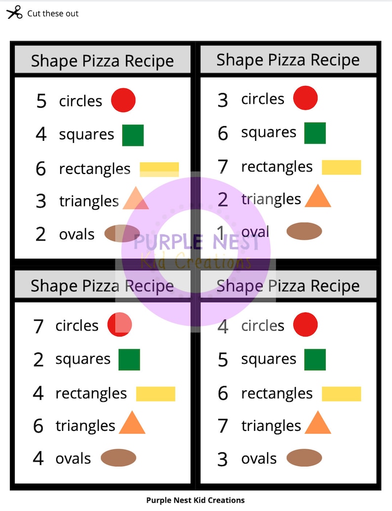 Shape Pizza Printable Activity Busy Bag Playdough Mat | Etsy Canada