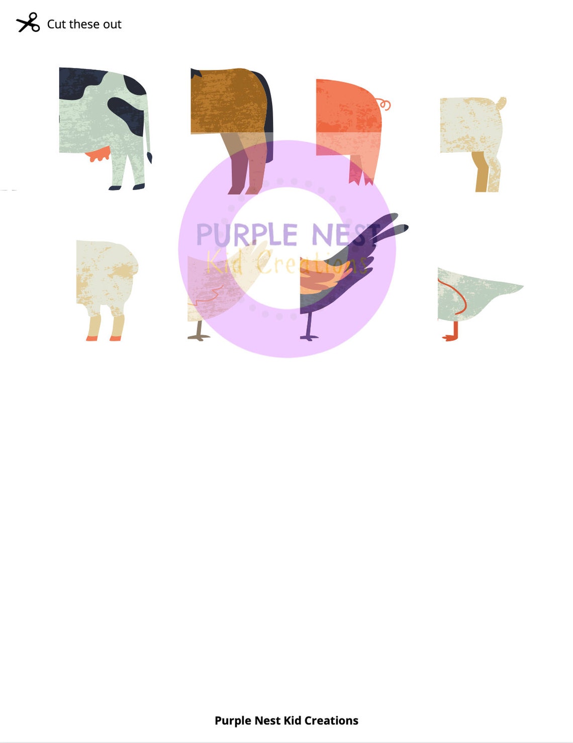 Farm Animal Puzzle Worksheet Animal Matching Game | Etsy