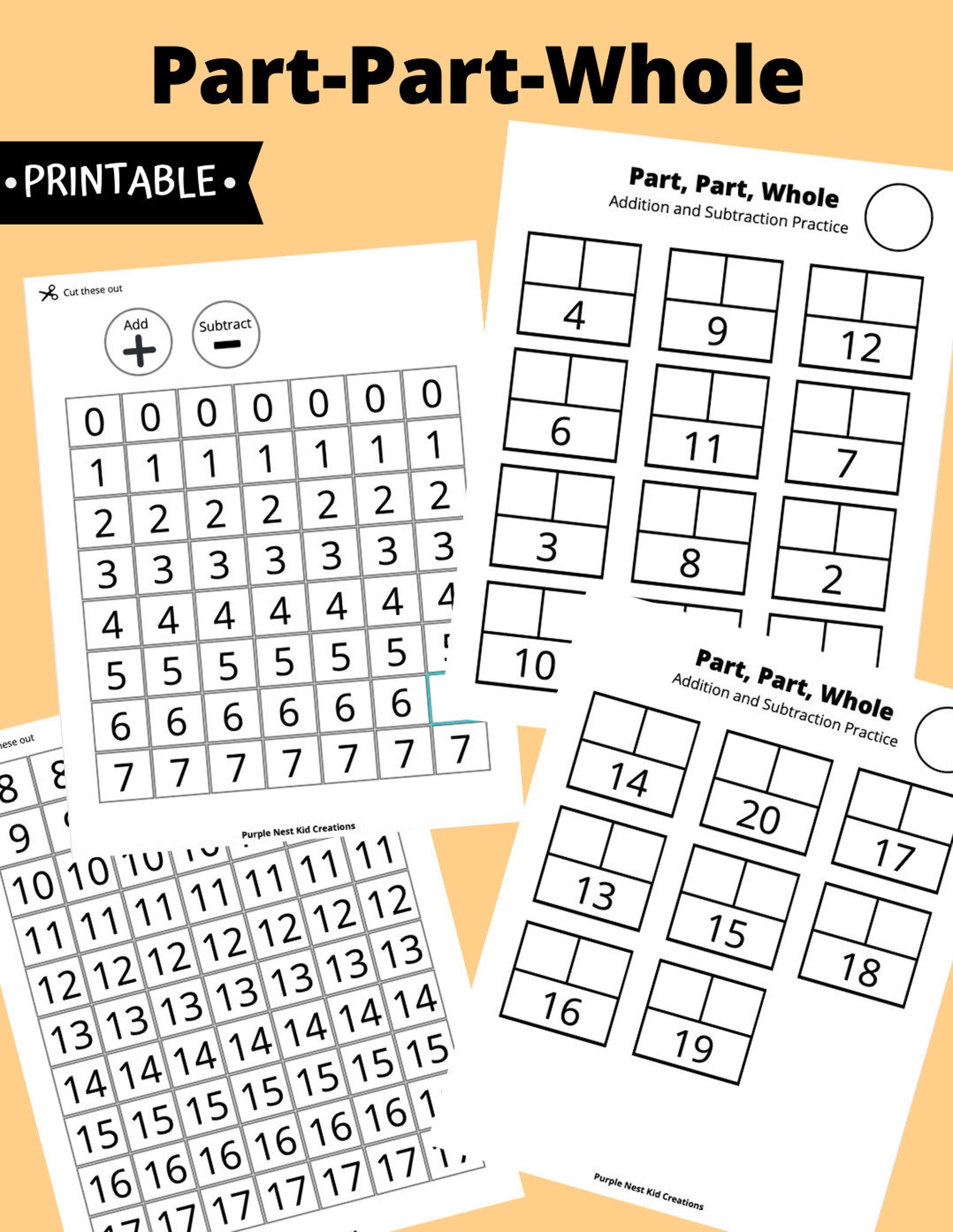 Part-part-whole Math Worksheet Digital Download Numbers - Etsy