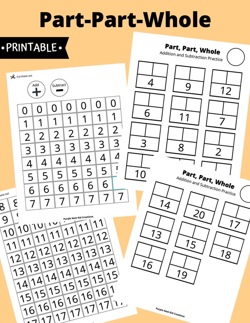 Part-part-whole Math Worksheet Digital Download Numbers - Etsy