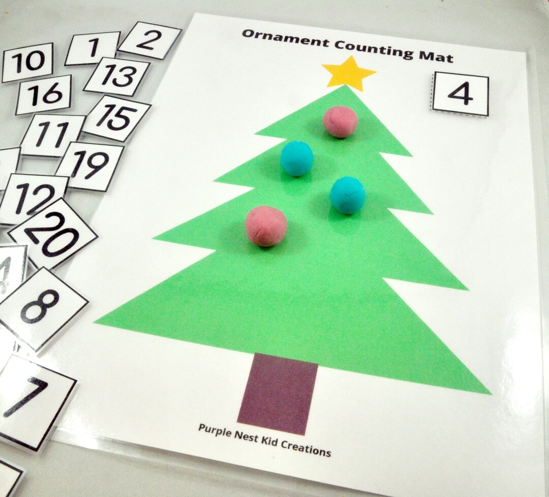 Christmas Tree Ornament Counting Mat: Preschool Activity (digital ...