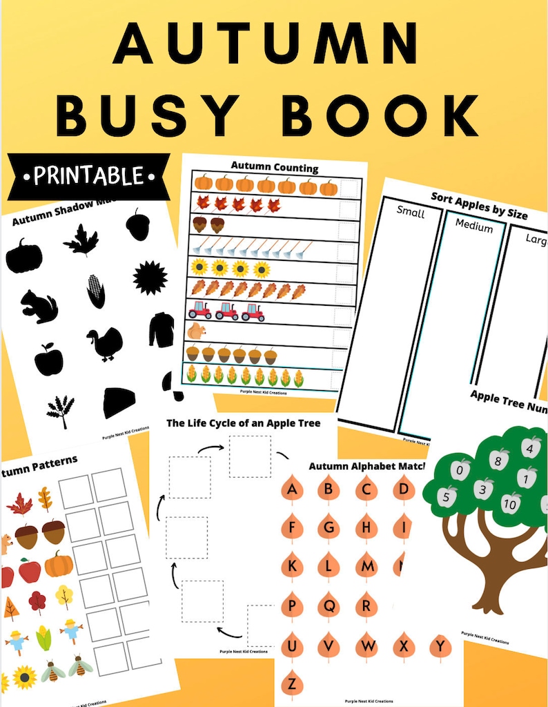 Autumn Busy Book Bundle Fall Busy Book Printable Matching - Etsy