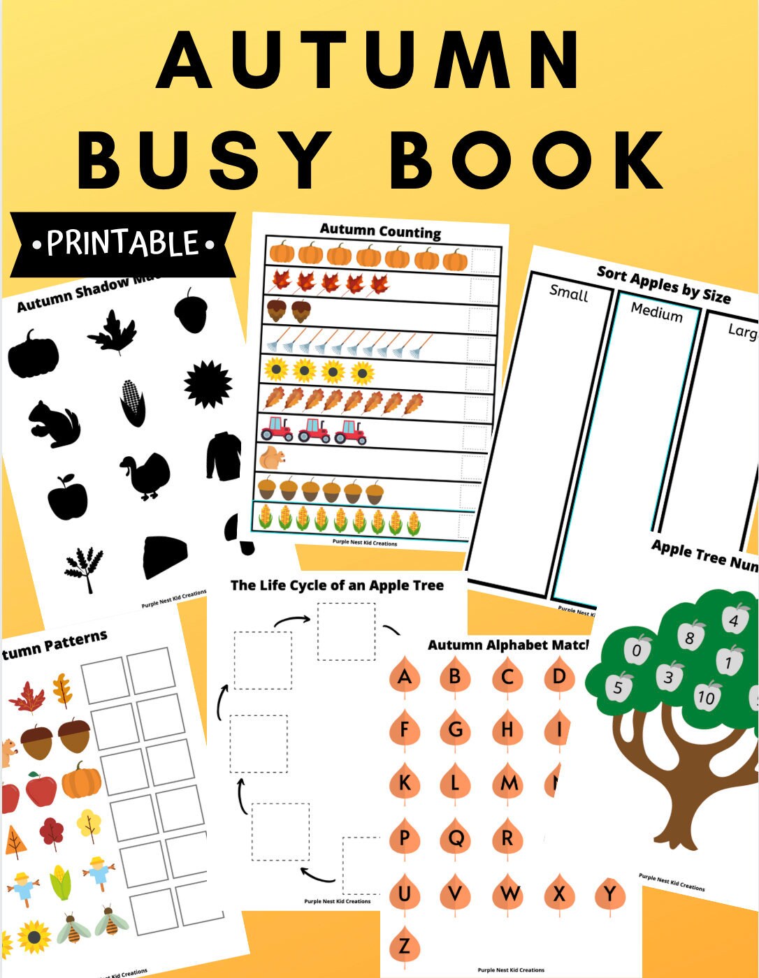Autumn Busy Book Bundle Fall Busy Book Printable Matching | Etsy