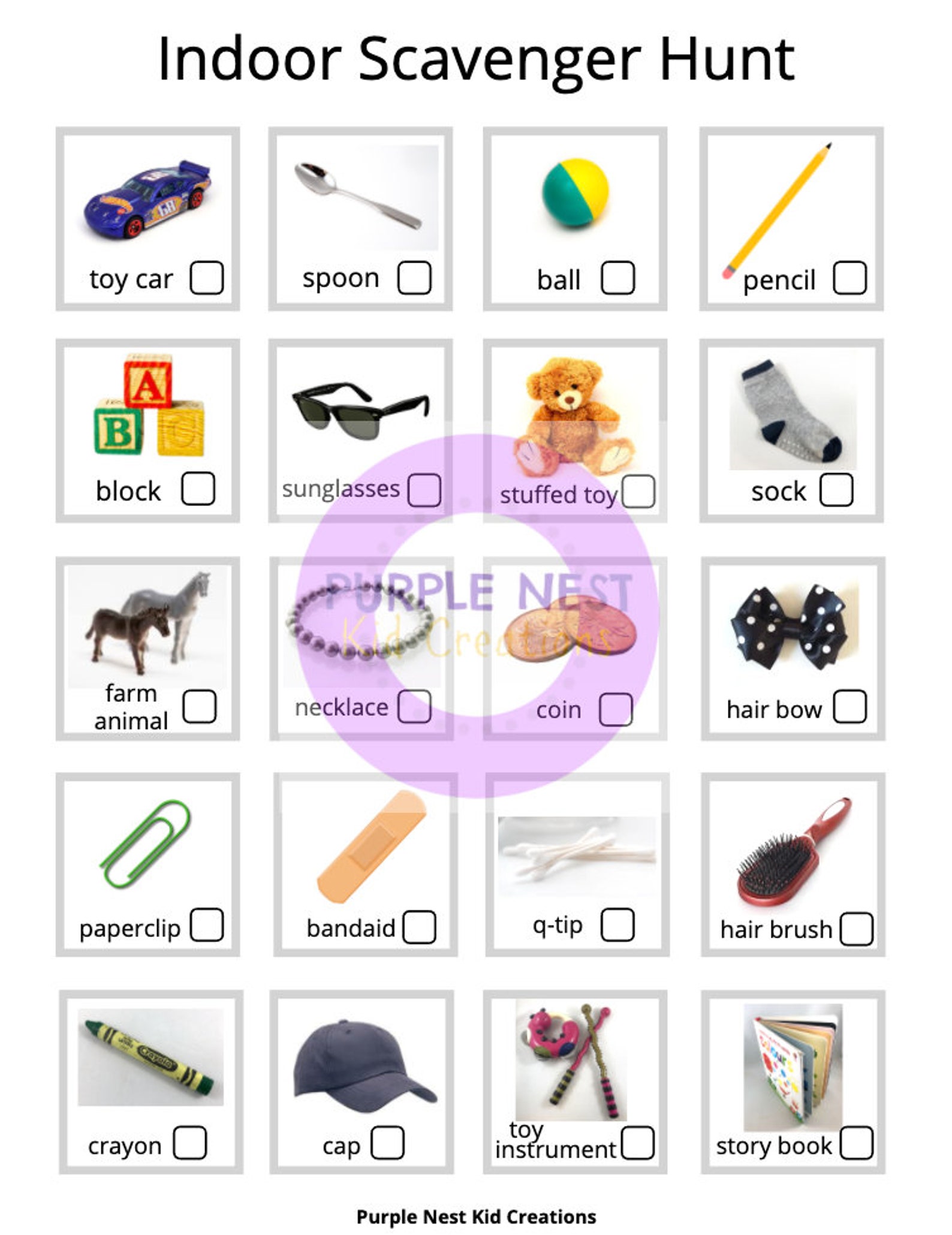 Indoor Scavenger Hunt Worksheet Printable Fun Activities for - Etsy