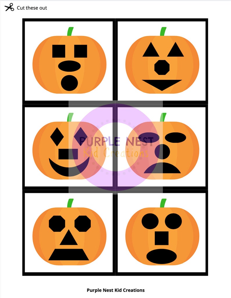 Jack-o-lantern Shapes Activity: Printable Halloween Preschool Game (PDF ...