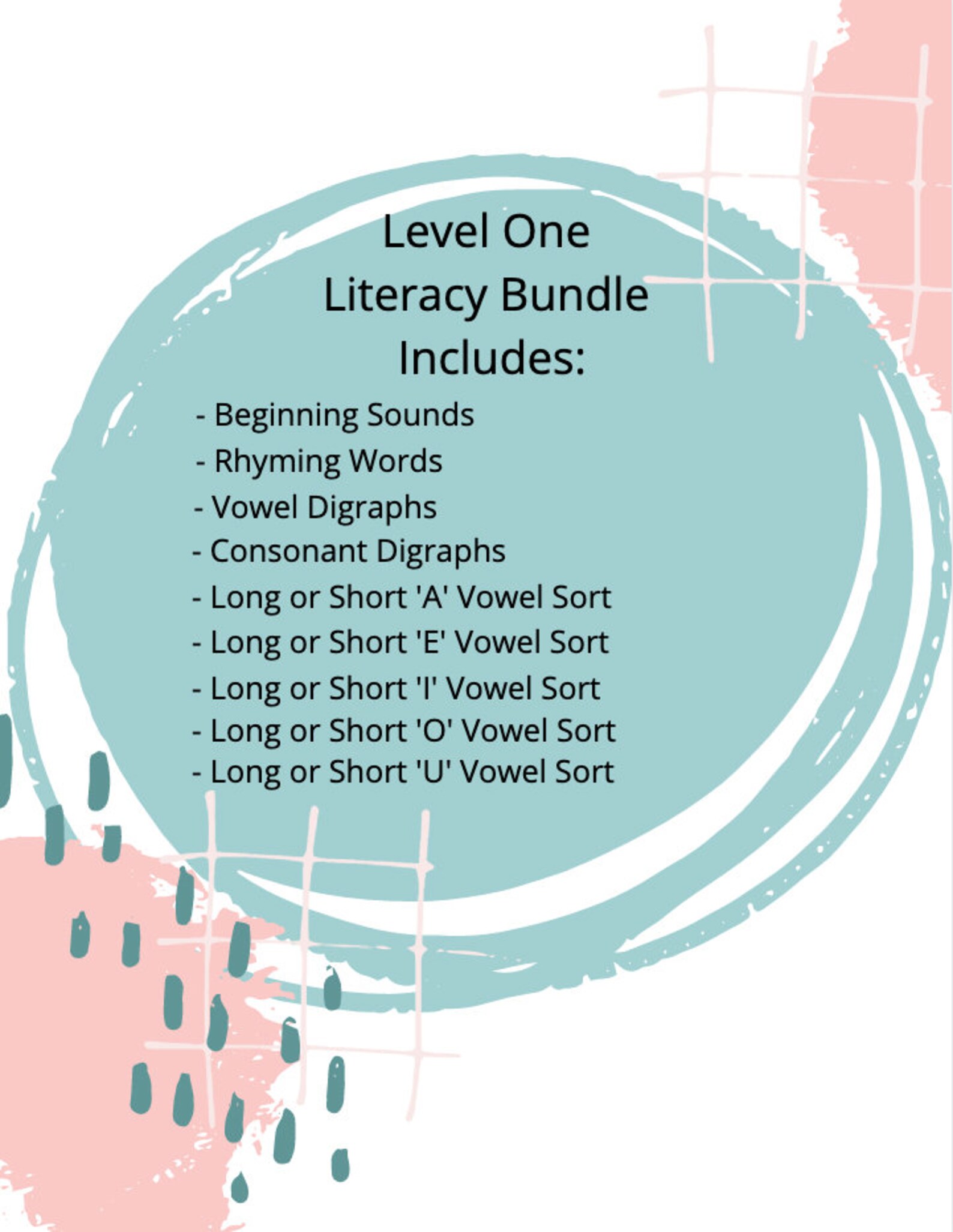 Level One Literacy Bundle Digital Download Alphabet | Etsy