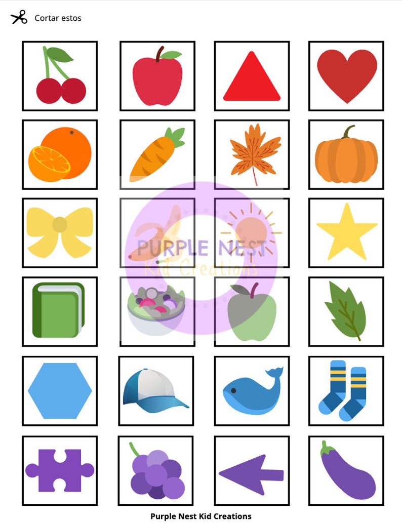 Spanish Sort by Color Worksheets Color Sorting Game - Etsy