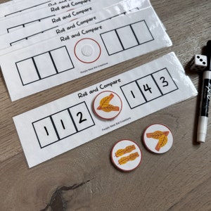 Roll and Compare Activity, Math Activity, Greater Than Less Than ...