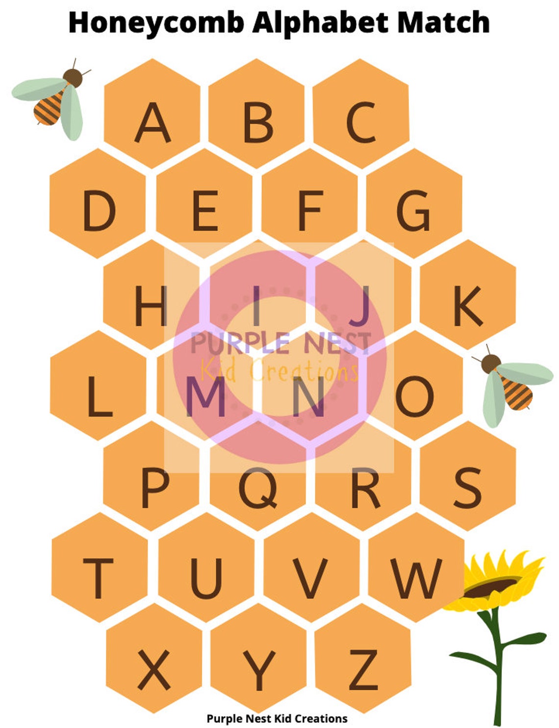 Honeycomb Alphabet Matching Game: Preschool Printable (PDF) - Etsy
