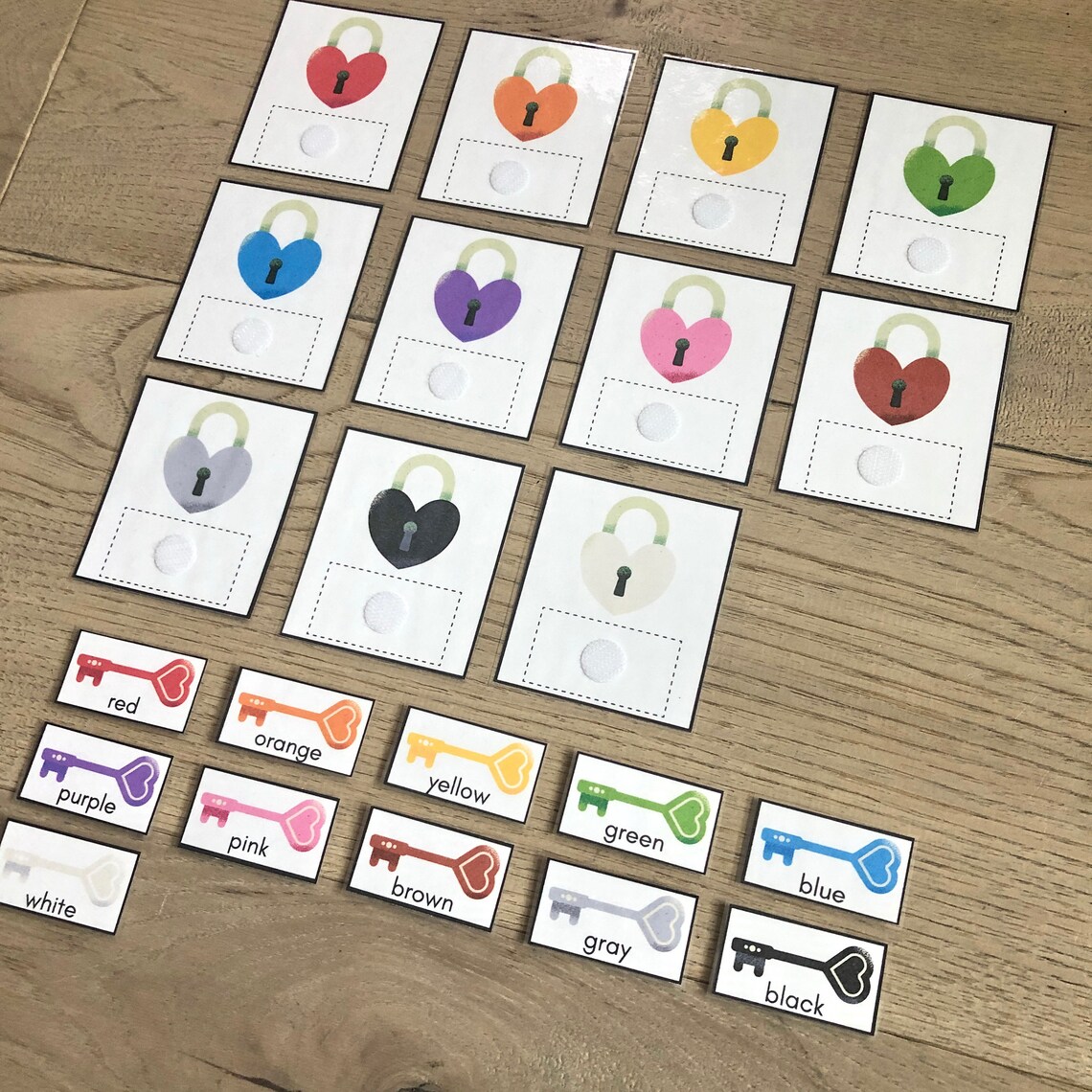 Heart Lock and Key Colour Match Worksheet Color Matching - Etsy
