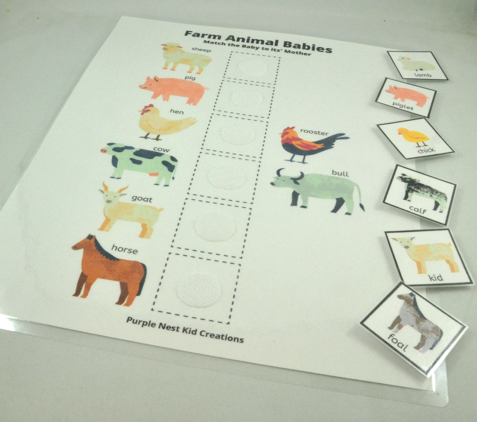 Farm Animal Babies Worksheet Match Baby to Mother Game | Etsy