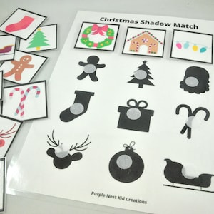 Christmas Shadow Match Printable Worksheet, Christmas Matching Game ...