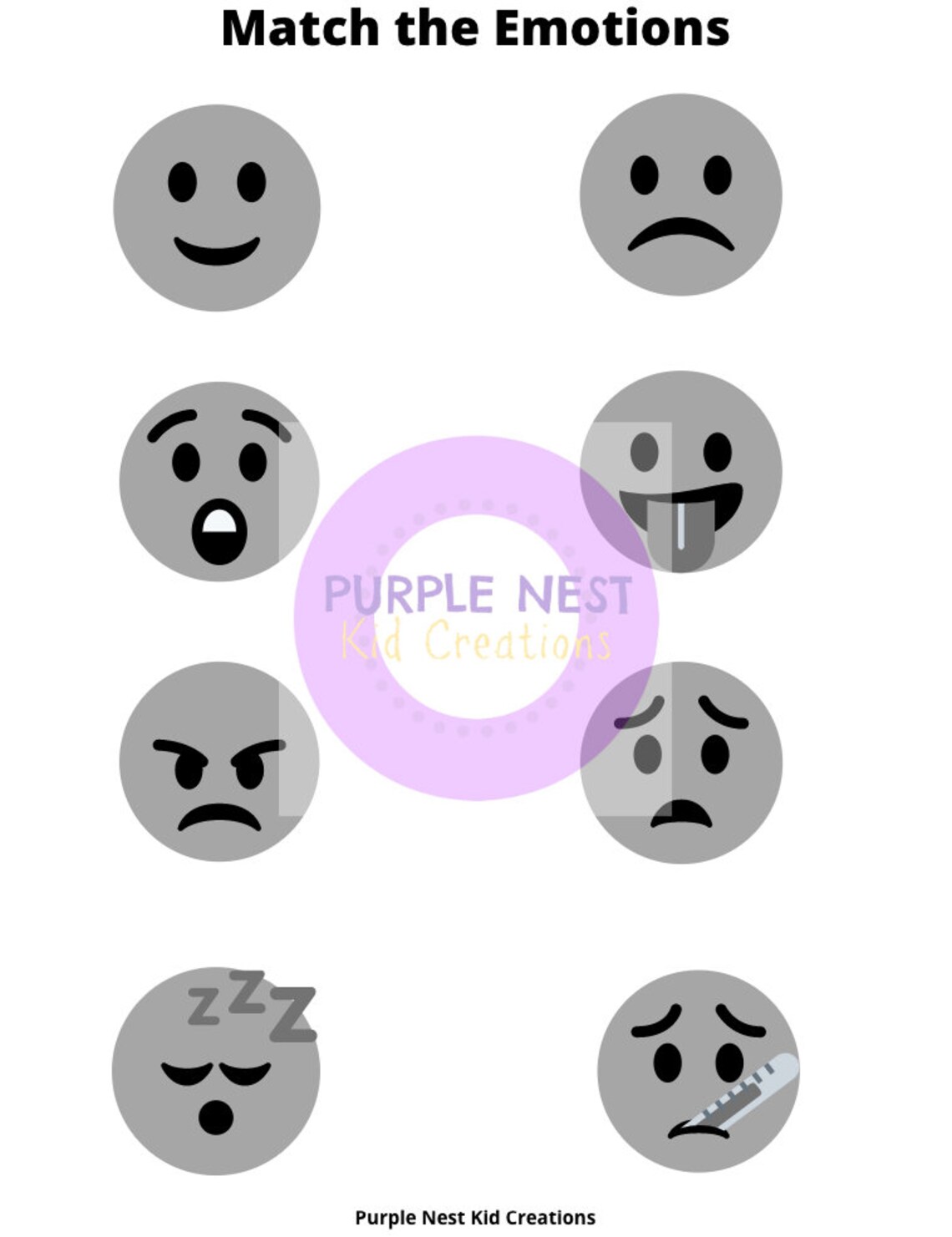 Match the Emotions Worksheet Emotions Matching Game - Etsy