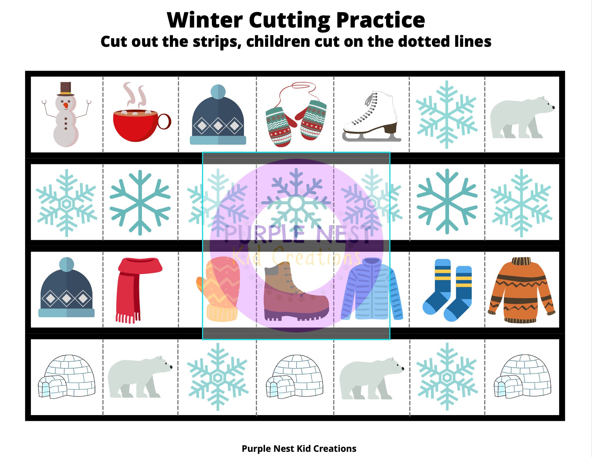 Winter Cutting Practice Worksheets Scissor Practice Scissor - Etsy