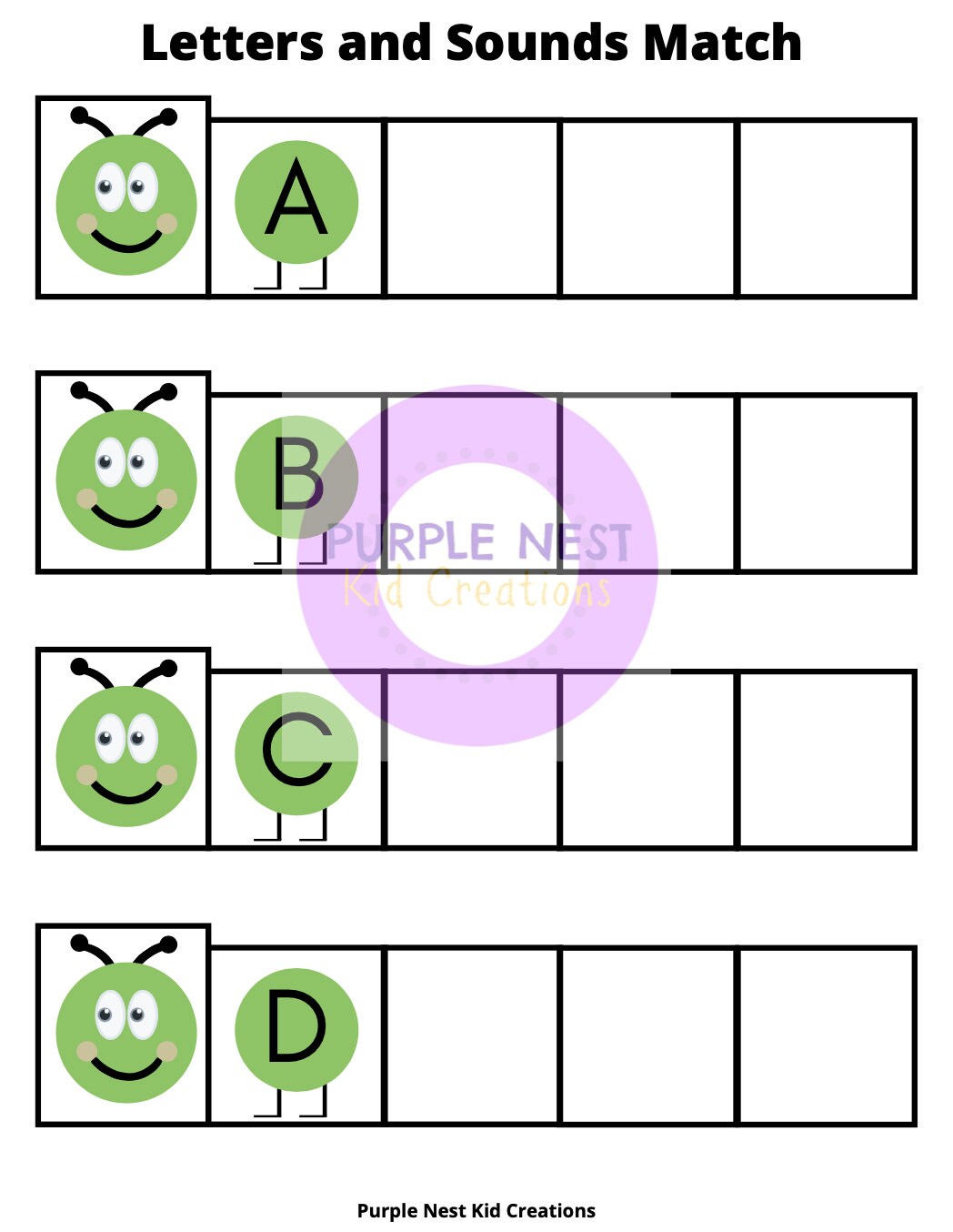 Letters and Sounds Match Worksheet Phonics Beginning Sounds - Etsy