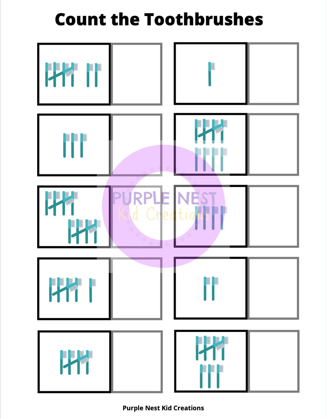 Count the Toothbrushes Printable Activity Teeth Community - Etsy