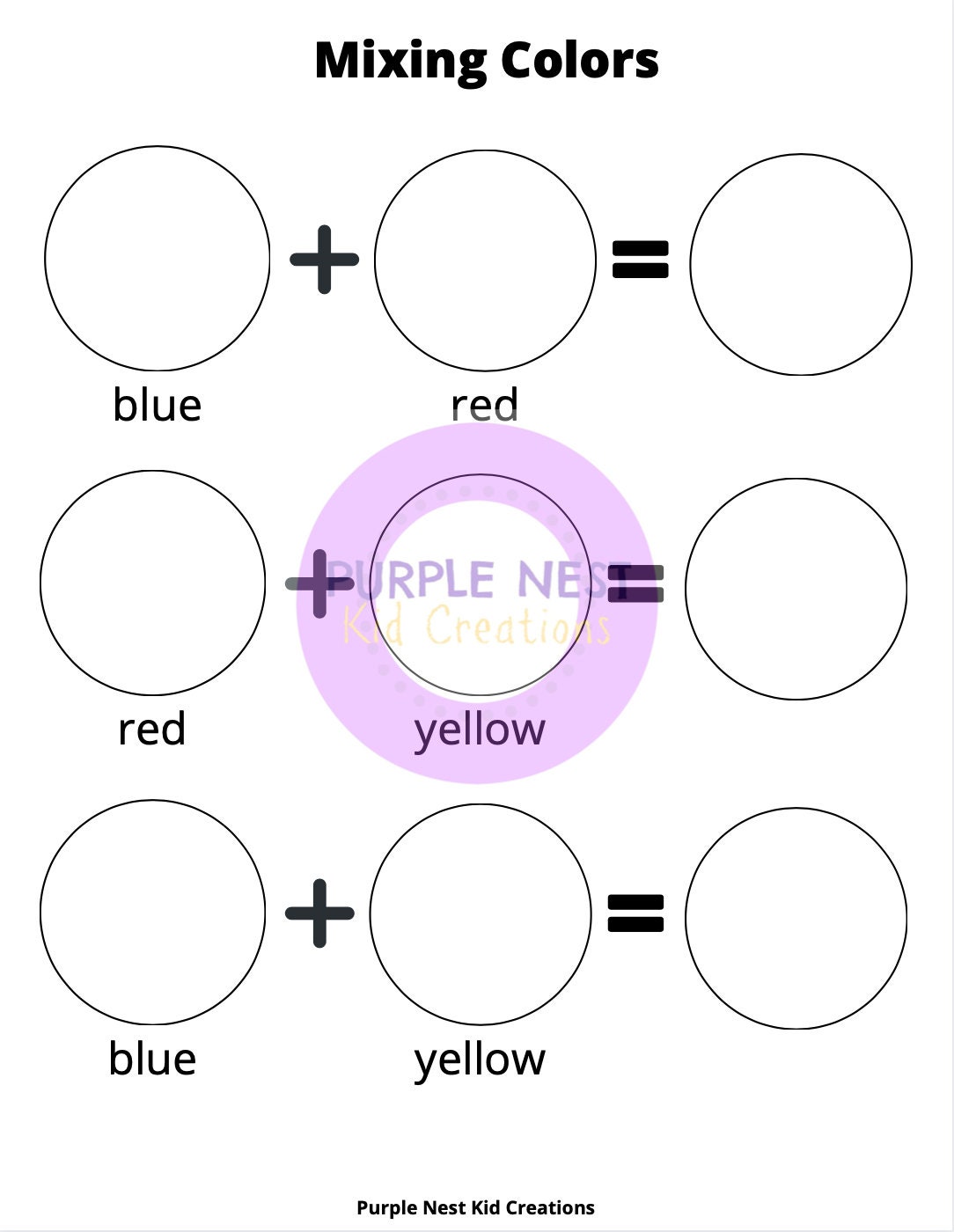 Mixing Colors Worksheet Color Mixing Educational Preschool | Etsy UK