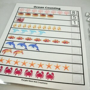 Ocean Counting Worksheet, Counting Game, Ocean Animals, Educational ...