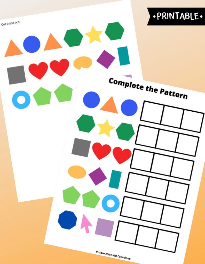 Complete the Pattern Worksheet Digital Download Finish the | Etsy