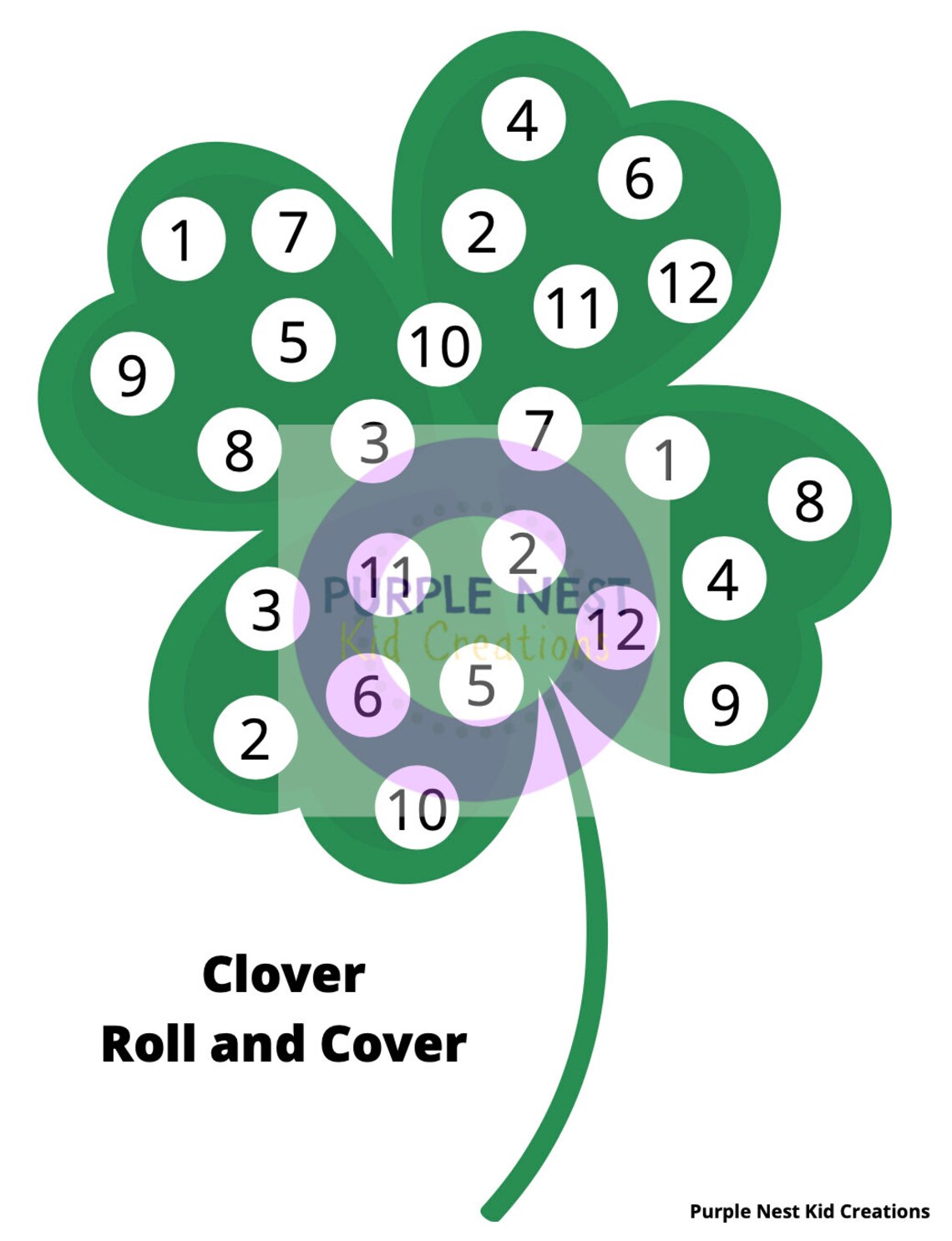Clover Roll and Cover Worksheet St. Patrick Counting - Etsy