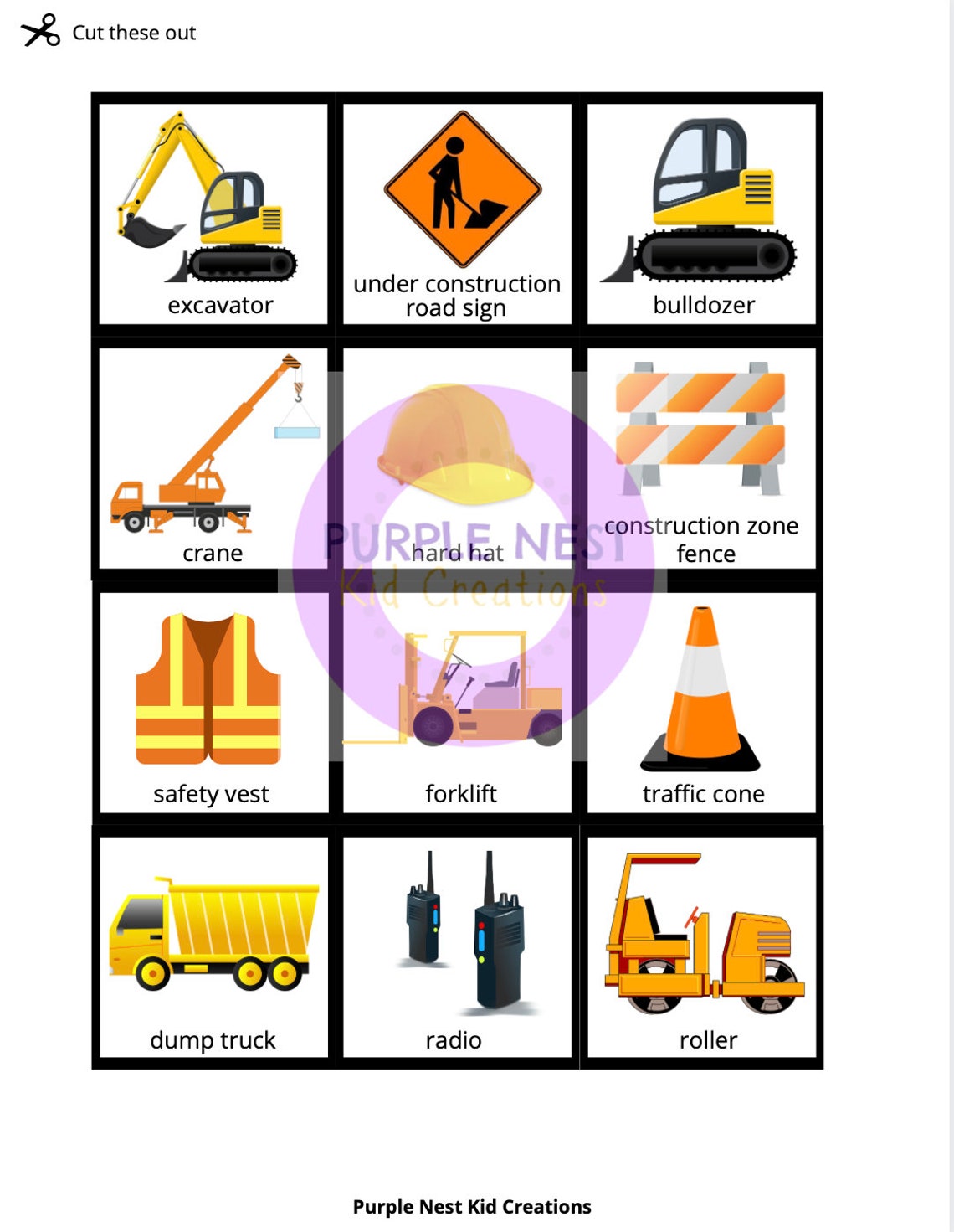 Construction Shadow Match Worksheet Construction Matching | Etsy