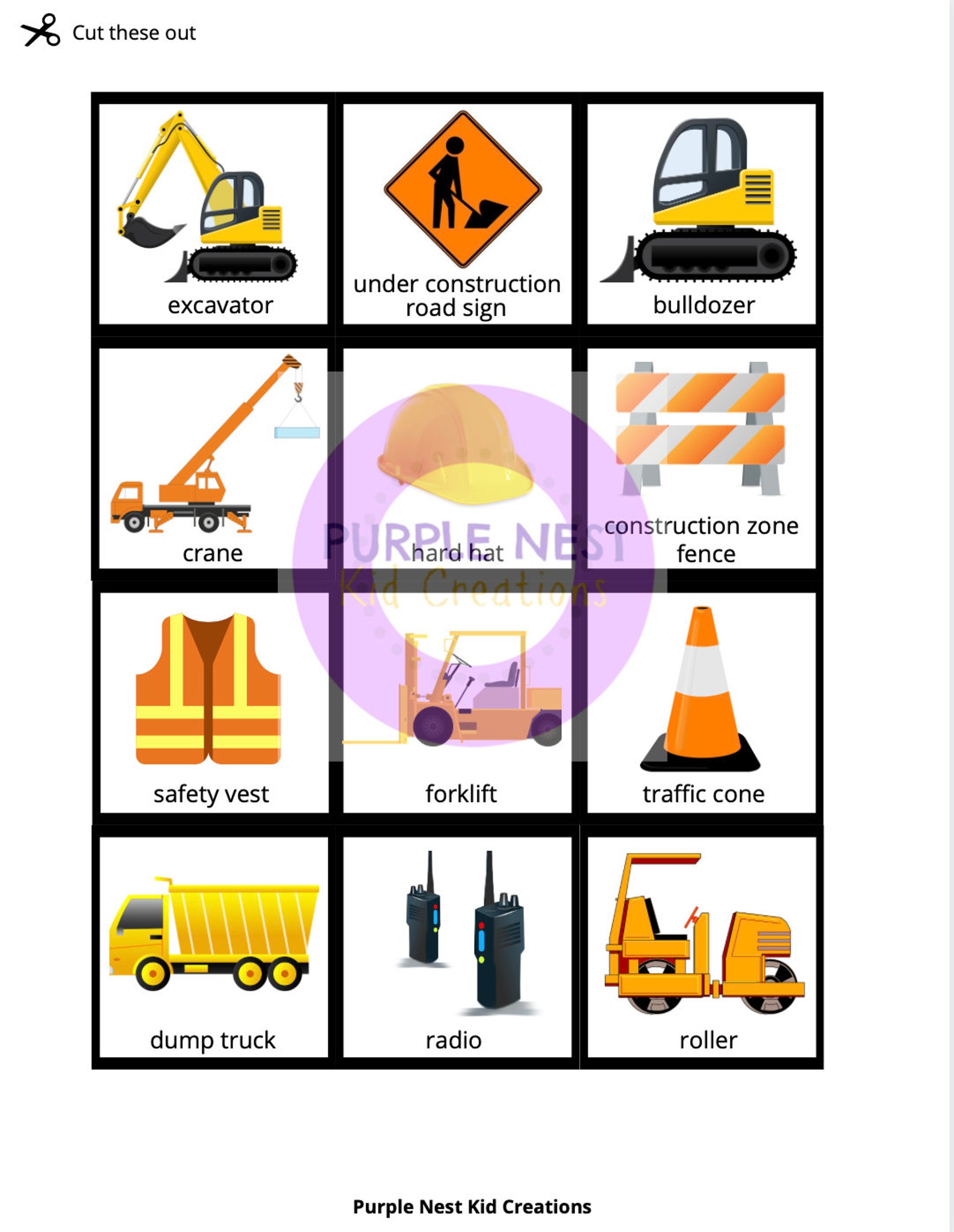 Construction Shadow Match Worksheet Construction Matching | Etsy