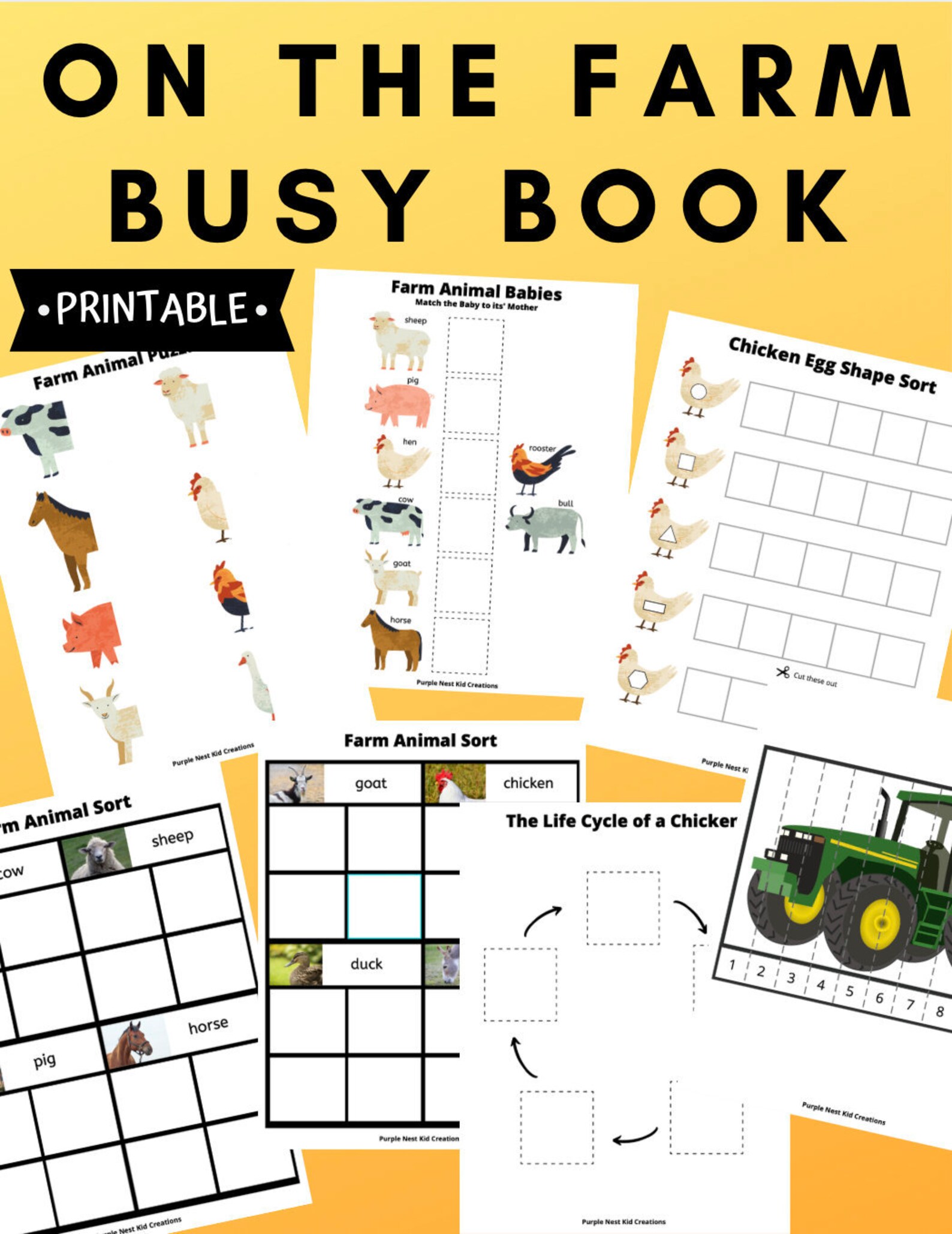 On the Farm Busy Book Bundle Farm Busy Book Printable | Etsy
