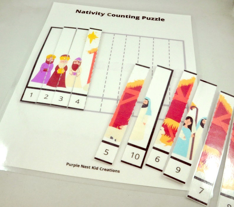 Nativity Counting Puzzle Worksheet Christmas Counting Game | Etsy