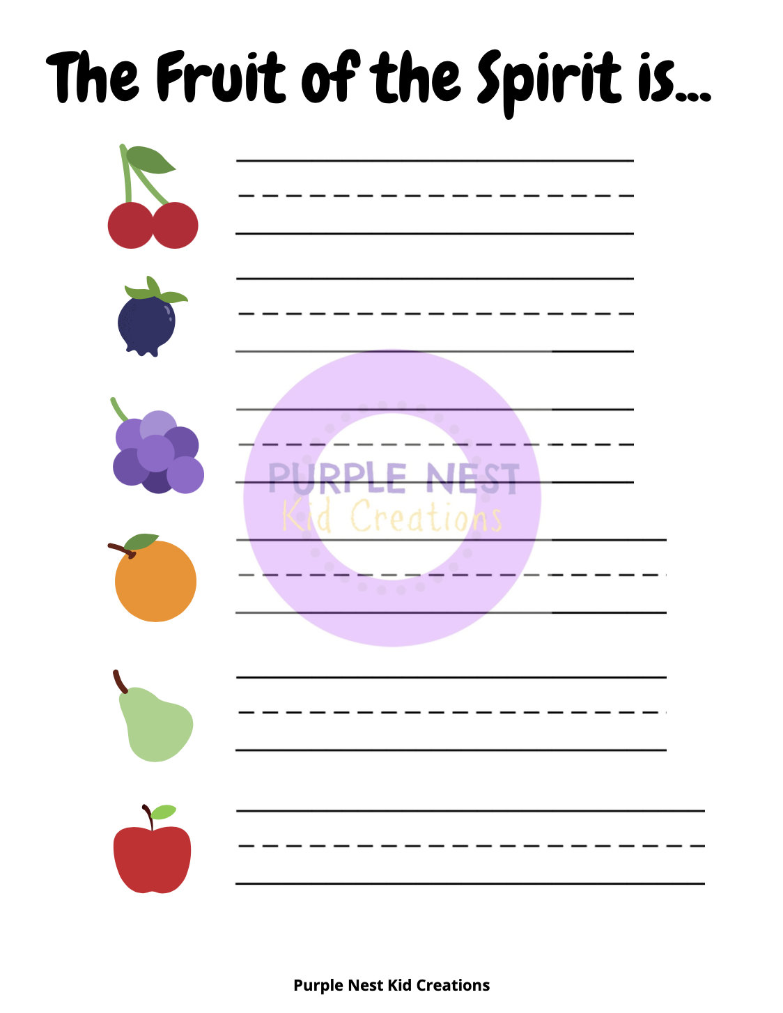 Bible Verse Fruit of the Spirit Activity Match Writing | Etsy