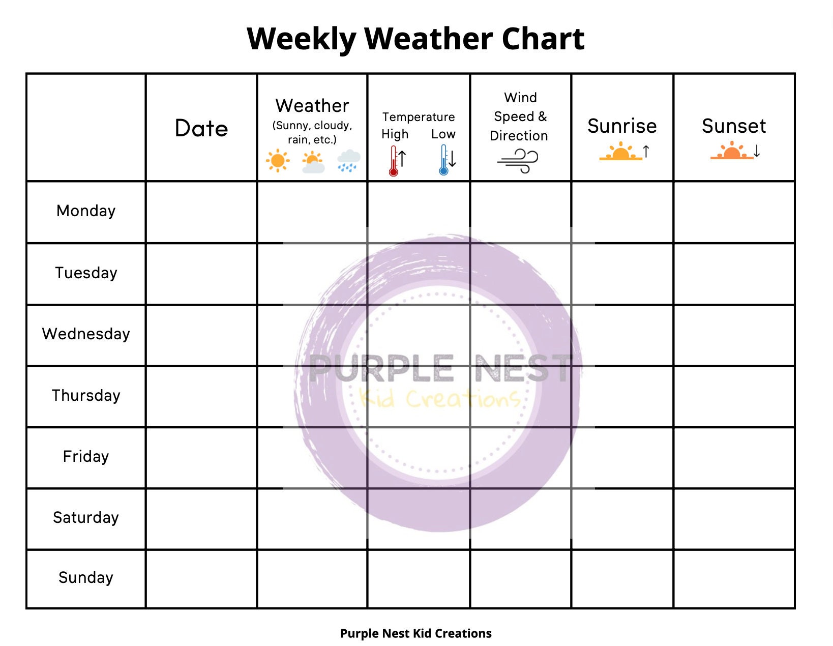 Weather Charts: Monthly & Weekly Graphing Worksheets (digital Download ...