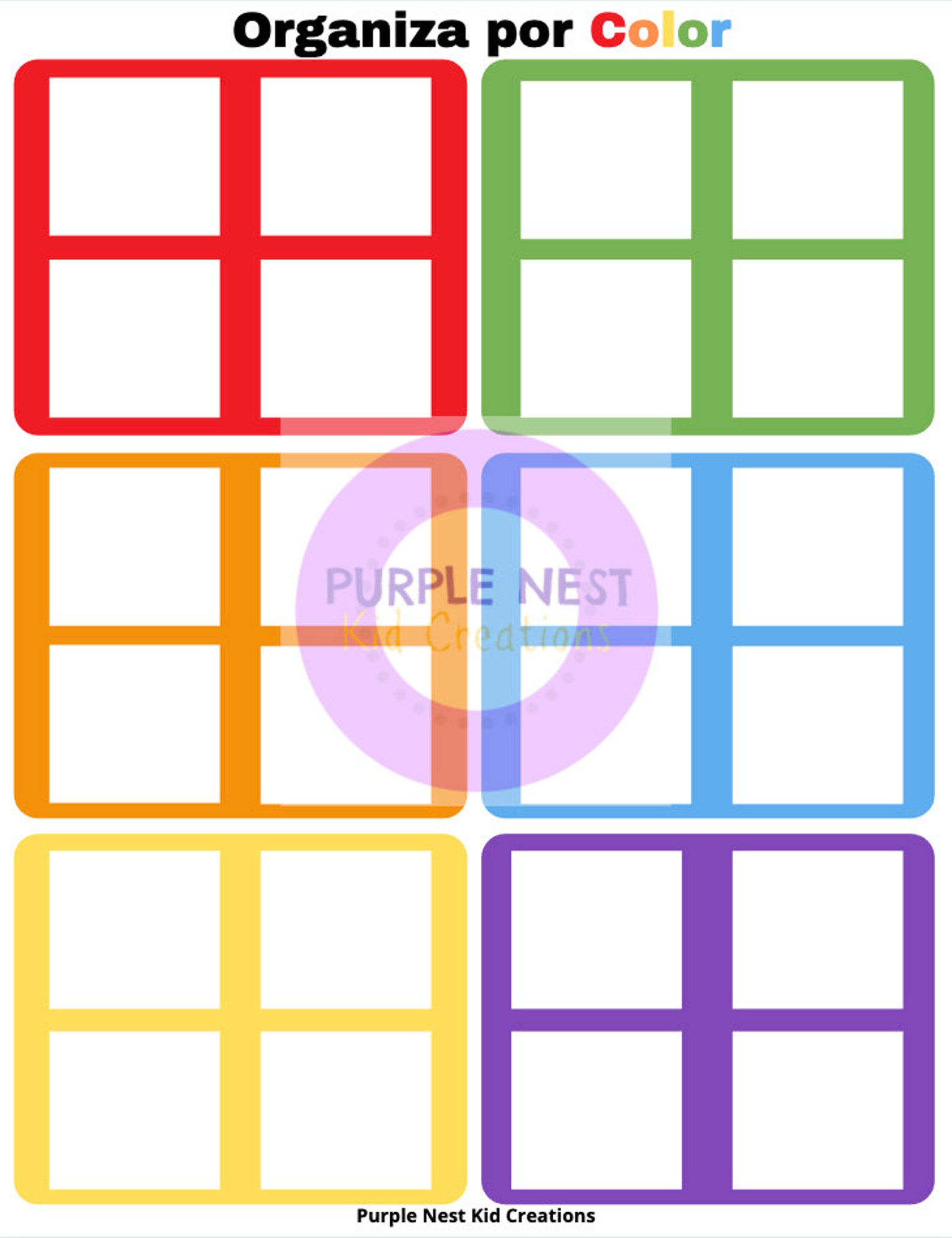 Spanish Sort by Color Worksheets Color Sorting Game - Etsy