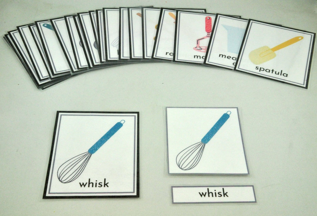 Kitchen Tools Flash Cards, Montessori, Nomenclature, Three Part Cards ...