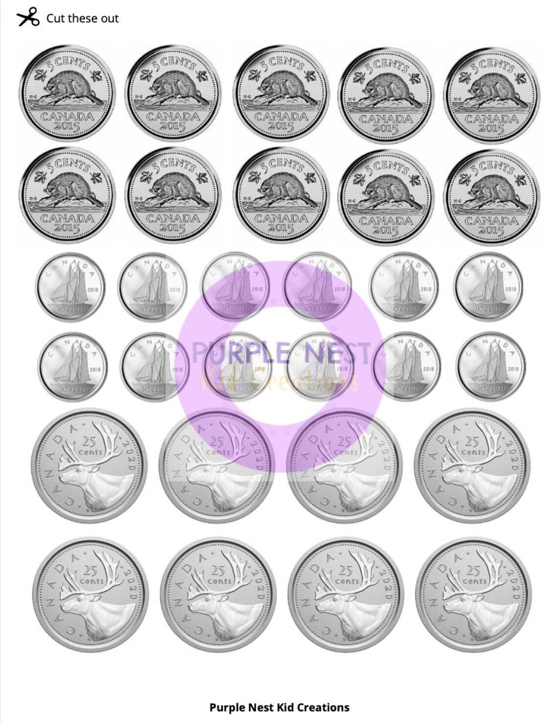 Money Counting Worksheet Canadian Coins Counting Game - Etsy