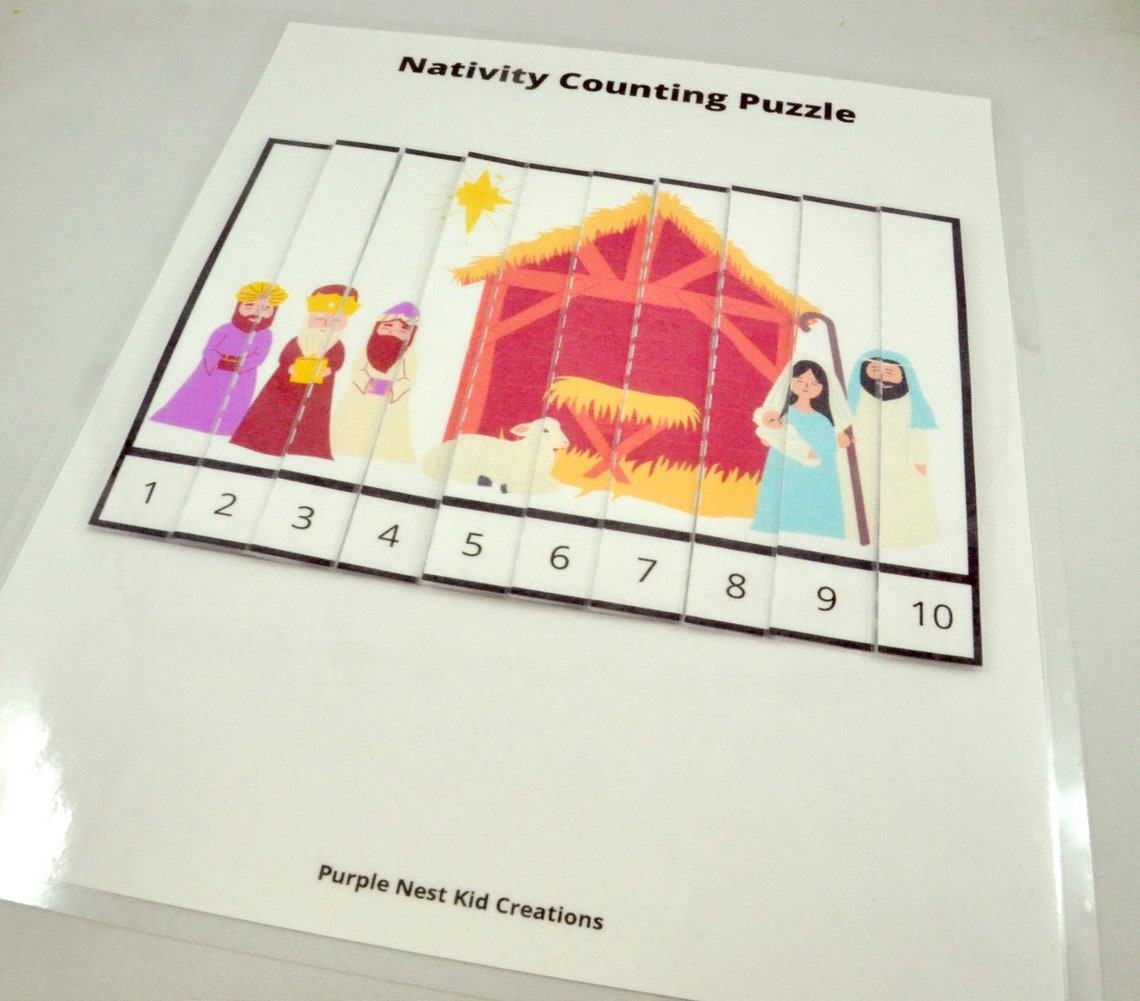 Nativity Counting Puzzle Worksheet Christmas Counting Game | Etsy