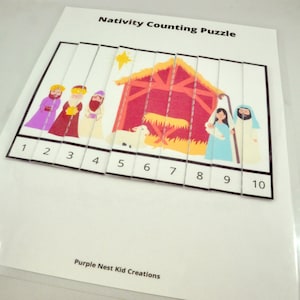 Nativity Counting Puzzle Worksheet: Christmas Printable (PDF) - Etsy