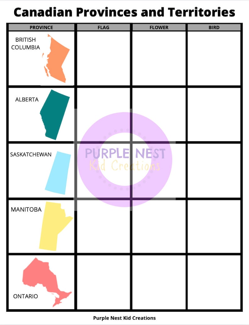 Canadian Provinces and Territories Mini Bundle Matching Game | Etsy