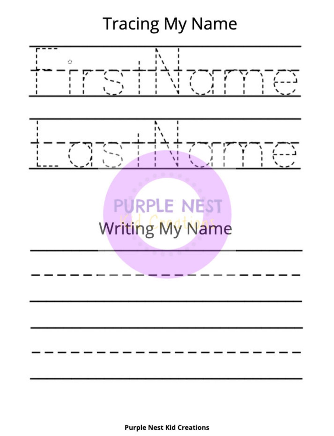 Tracing and Writing My Name Worksheet Letters Educational - Etsy